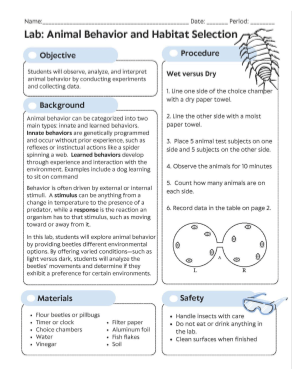 Lab: Animal Behavior and Habitat Selection