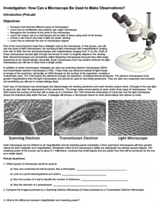 Investigation: How Can a Microscope Be Used to Make Observations?