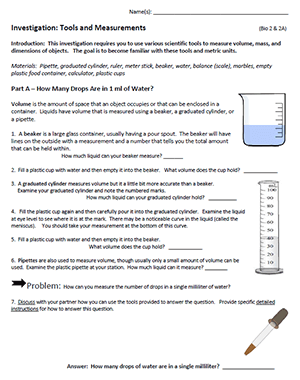 Investigation: Tools and Measurements with Lab Equipment🧪